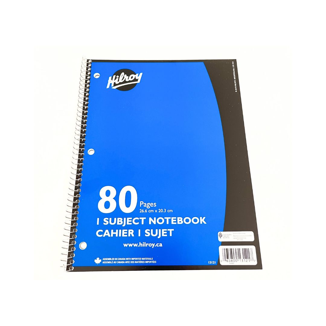 Cahier interligné reliure à spirale - 80 pages - Commande Scolaire